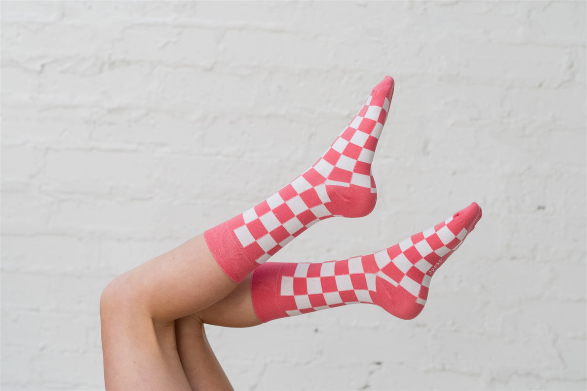 Pink Clay Check Socks | Joode